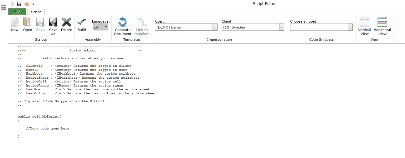 Script Editor – Bizview v22