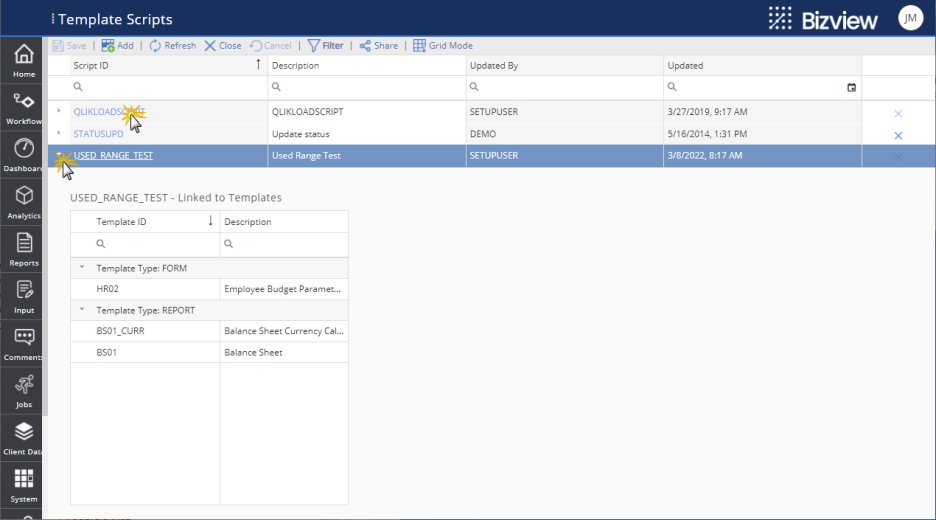 Script Editor – Bizview v22