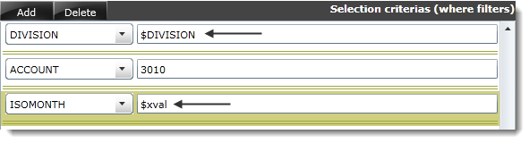 Selection Criteria $ Variables – Bizview v22