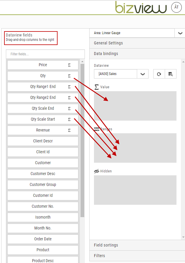 Data Bindings - Linear Gauge – Bizview v22