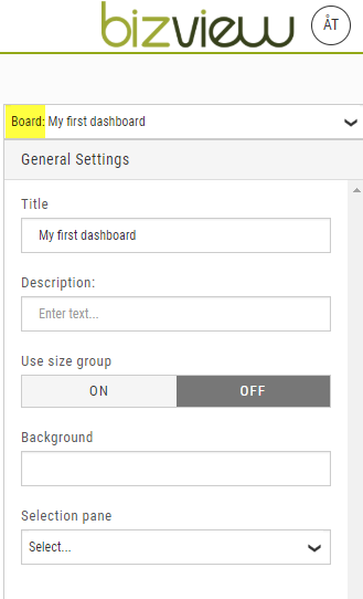 Dashboard Settings – Bizview v22