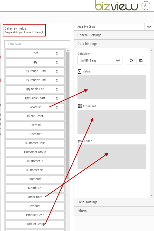 Data Bindings - Pie Chart – Bizview v22