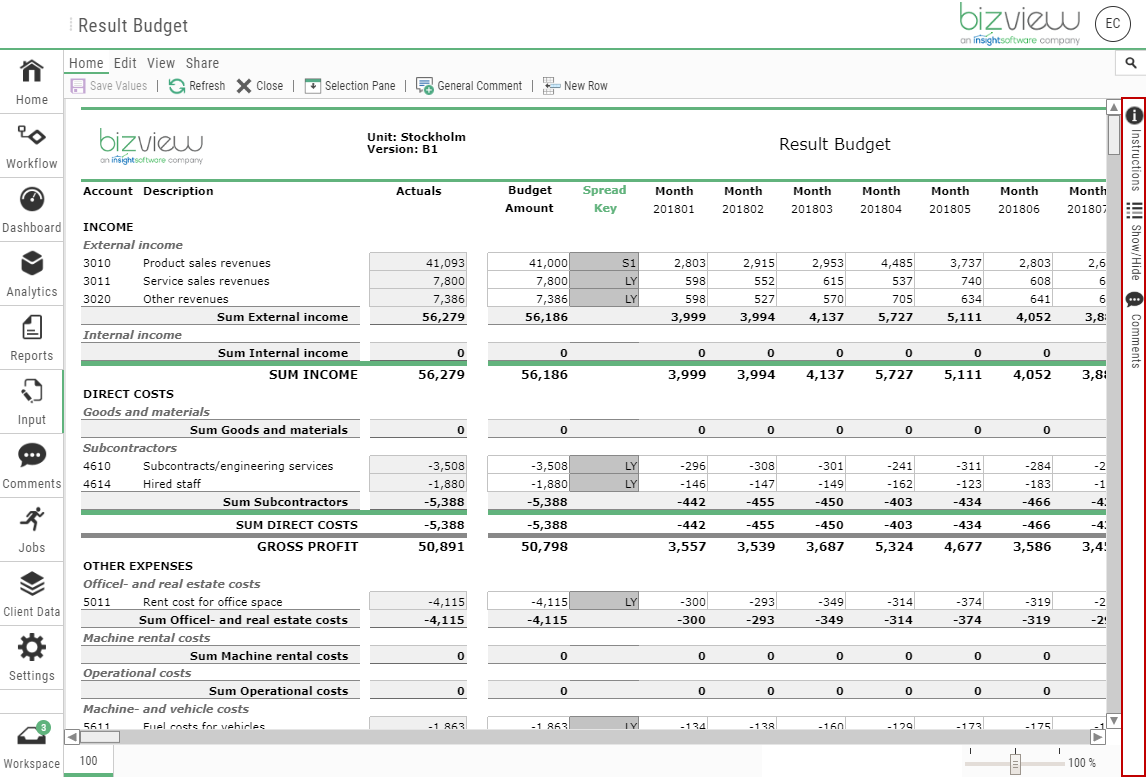 Right Panel - Input – Bizview v22