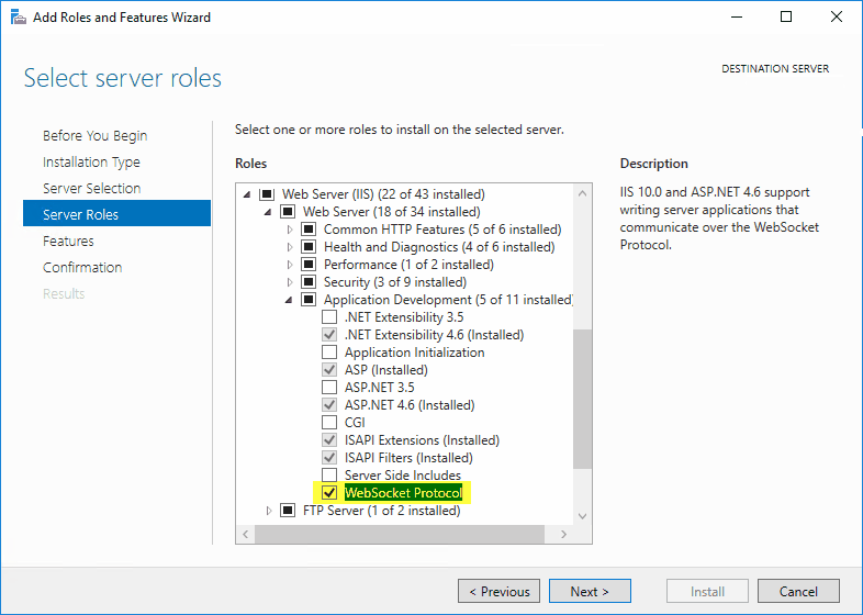 Installing WebSocket Protocol in IIS – Bizview v22