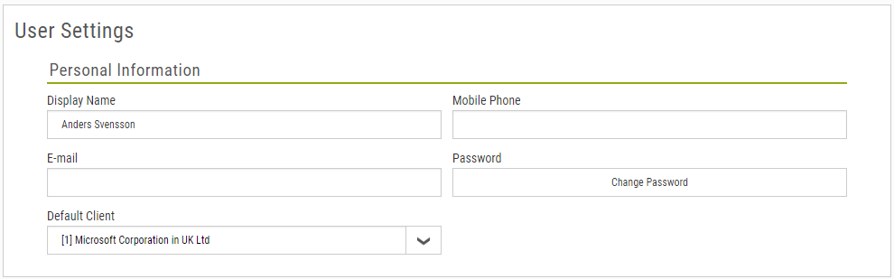User Settings – Bizview v22